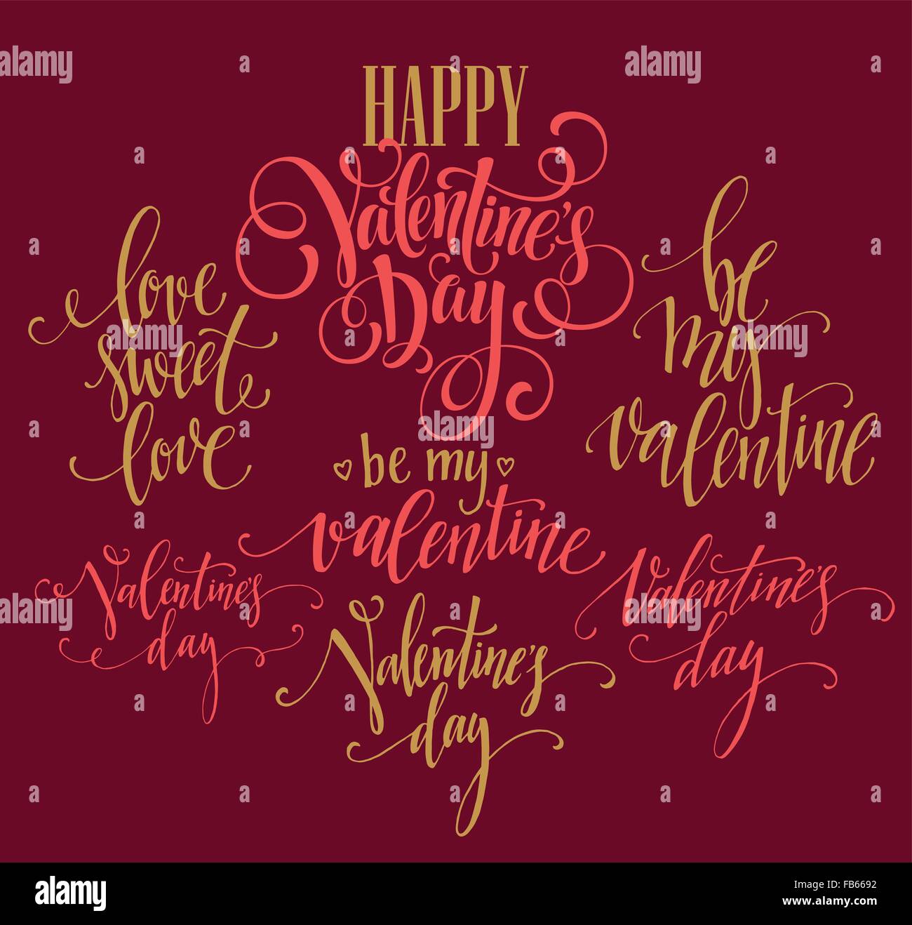Valentine Day and Love lettering collection. Vector illustration Stock ...