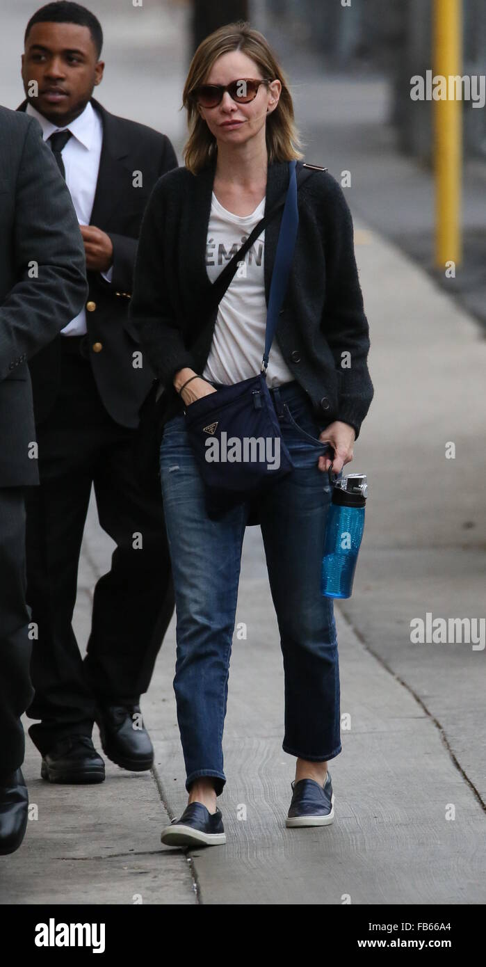 Calista Flockhart seen arriving at the ABC studios for Jimmy Kimmel ...