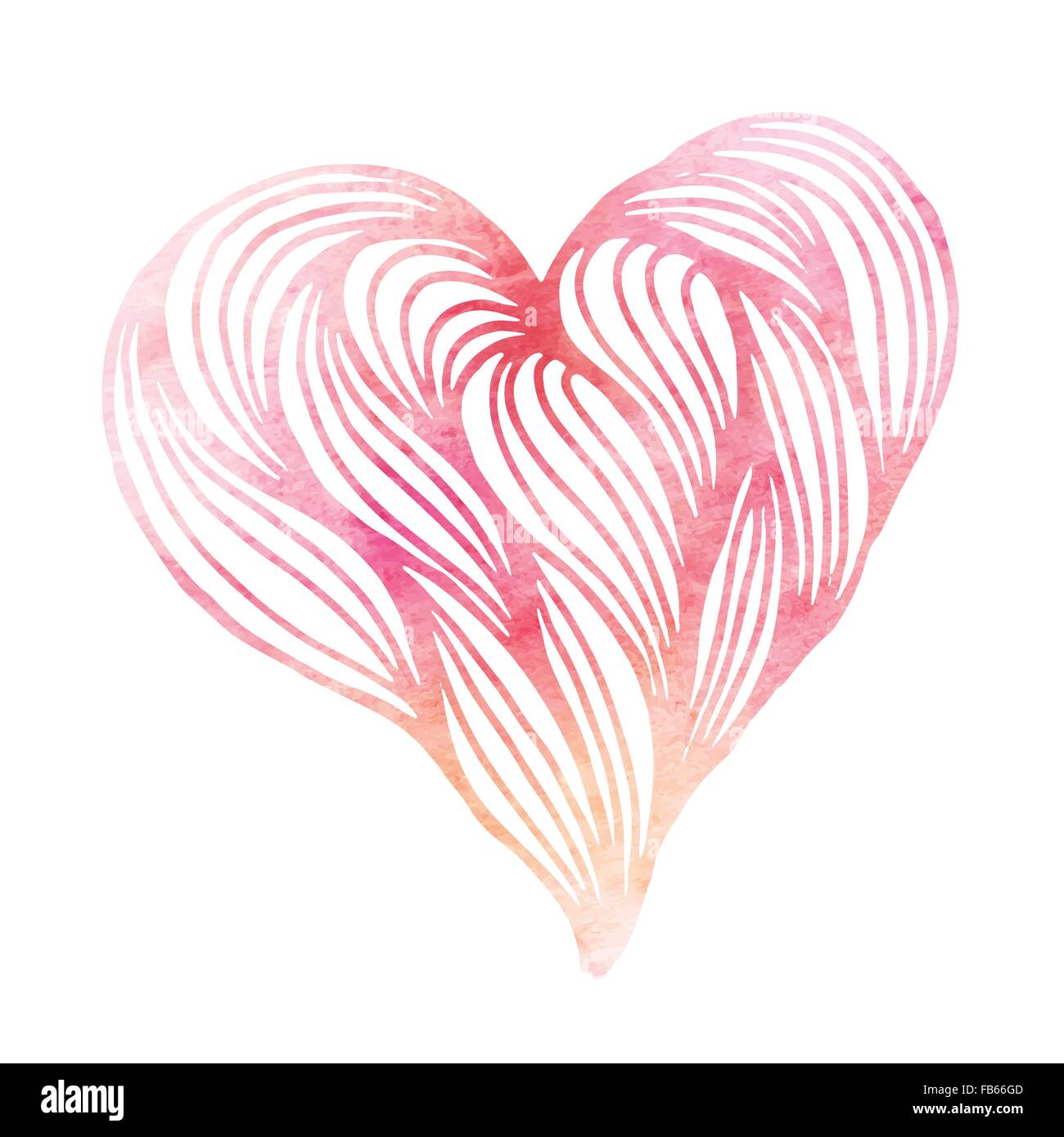 Watercolor painted pink hear. Vector element for your design Stock ...