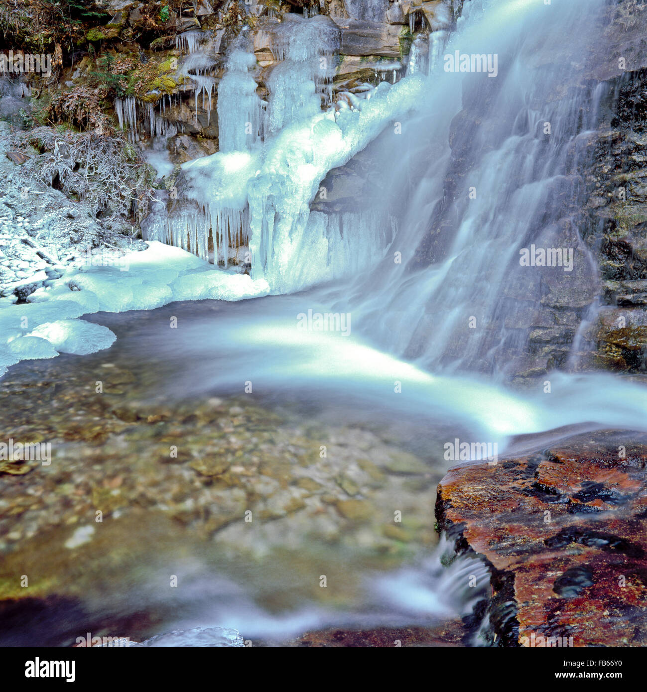 upper waterfall of double falls on ford creek in lewis and clark ...