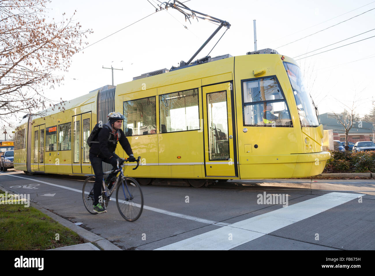 Seattle Streetcar running in the Central District neighborhood during ...