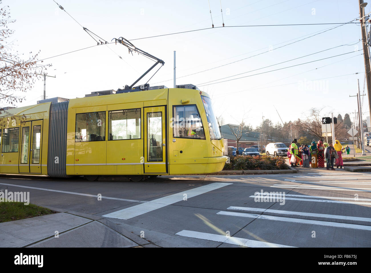 Seattle Streetcar running in the Central District neighborhood during ...