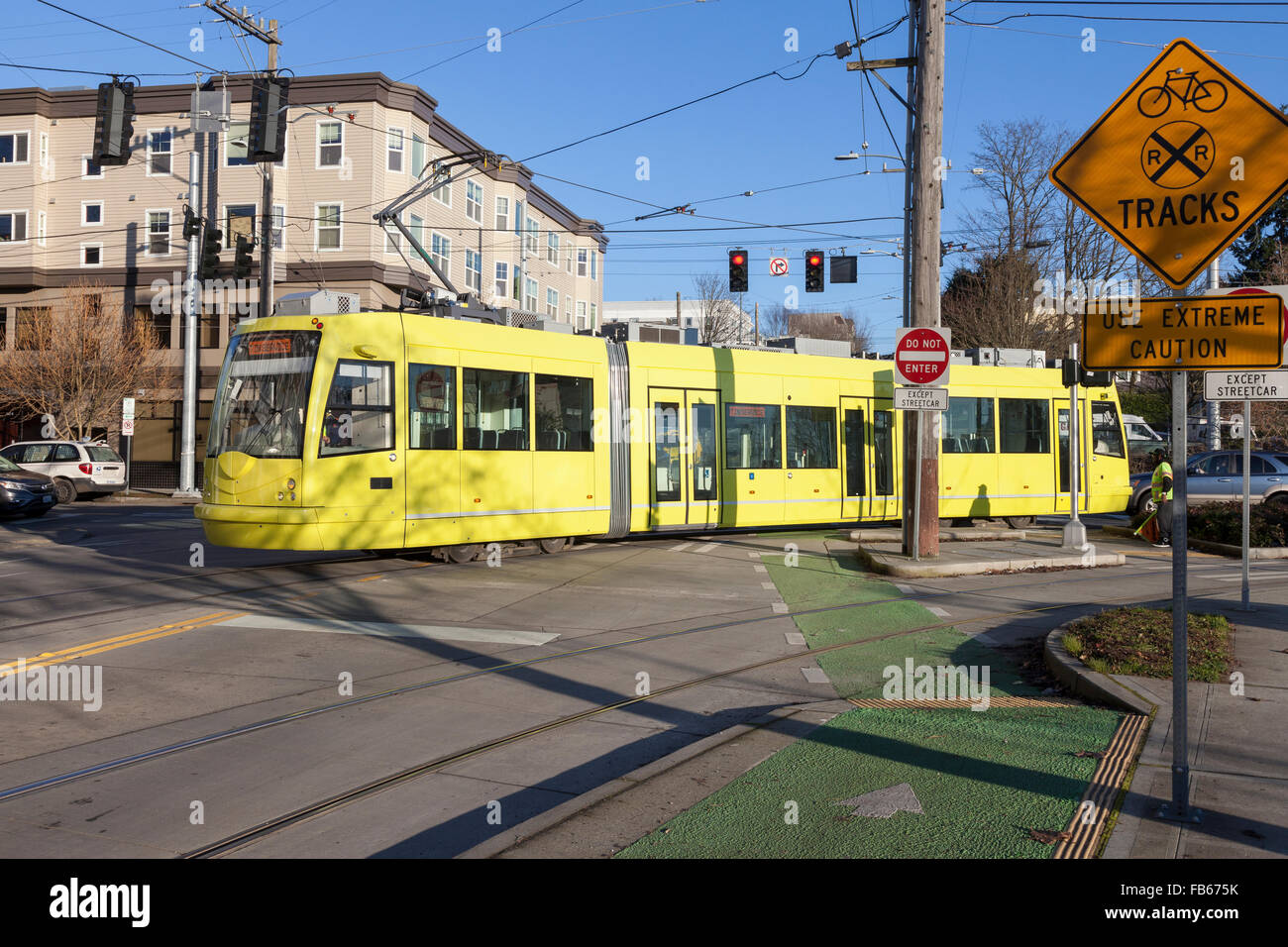Seattle Streetcar running in the Central District neighborhood during ...