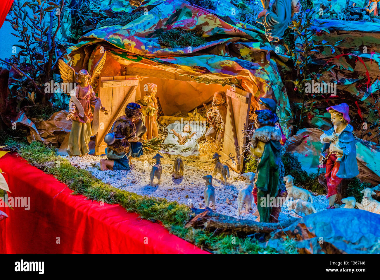 Christmas Nativity scene, the Blessed Virgin Mary and Saint Joseph ...