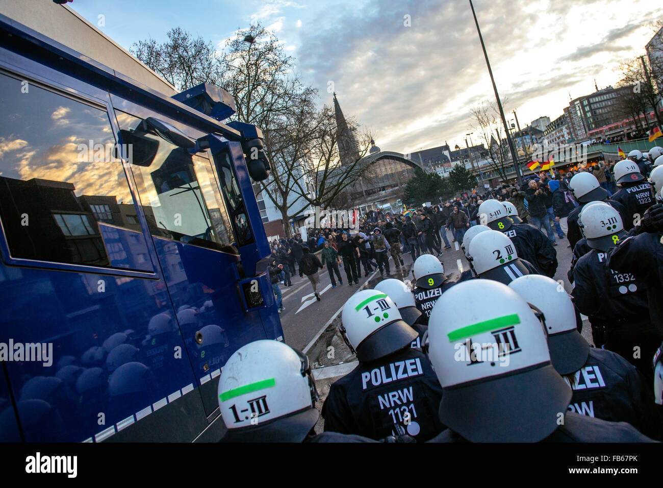 PEGIDA rally and counter protest in Cologne, Germany. January 09, 2016 ...