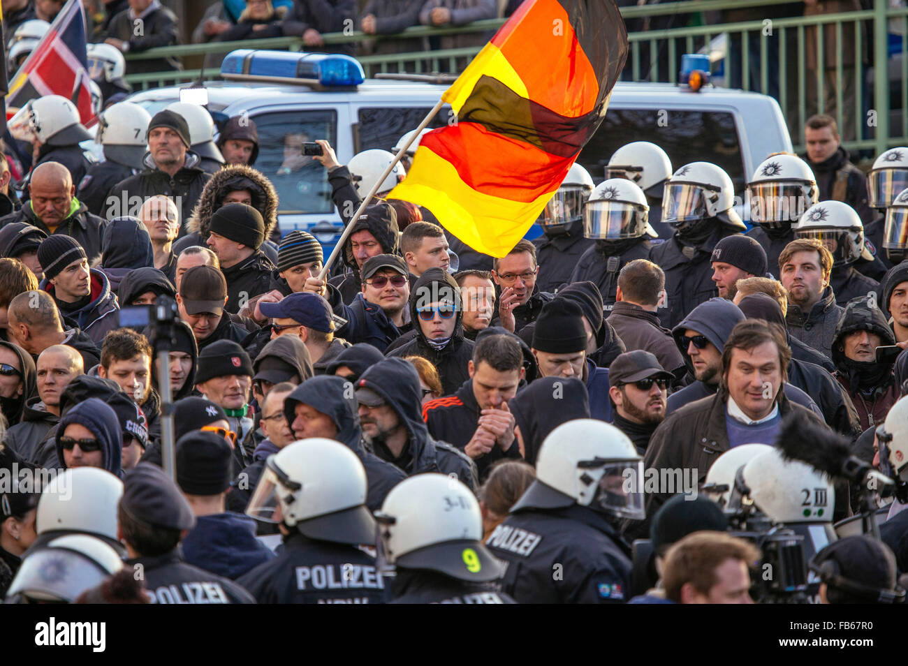 PEGIDA rally and counter protest in Cologne, Germany. January 09, 2016 ...
