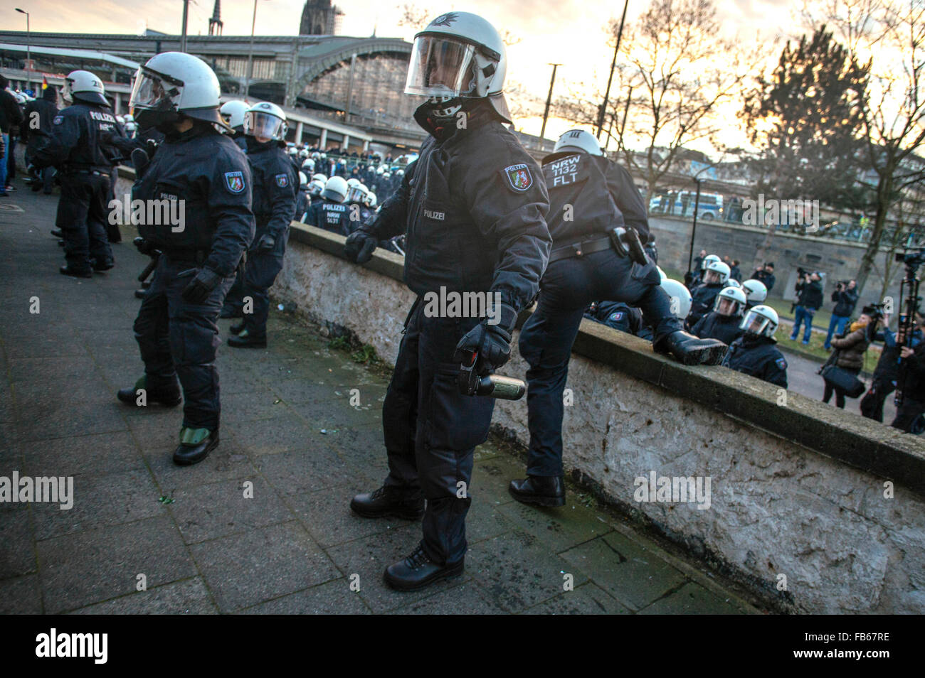 PEGIDA rally and counter protest in Cologne, Germany. January 09, 2016 ...