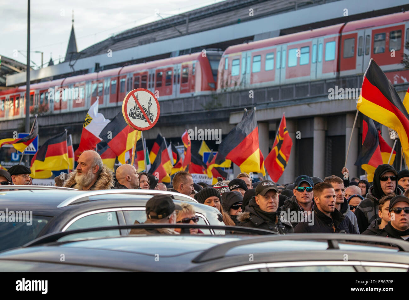 PEGIDA rally and counter protest in Cologne, Germany. January 09, 2016 ...