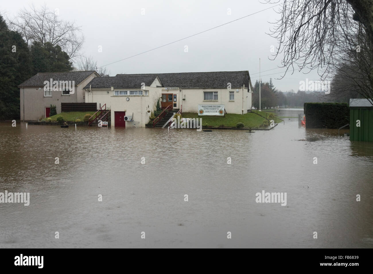 Flooding at King James VI Golf Course, Moncrieffe Island,Perth Stock ...