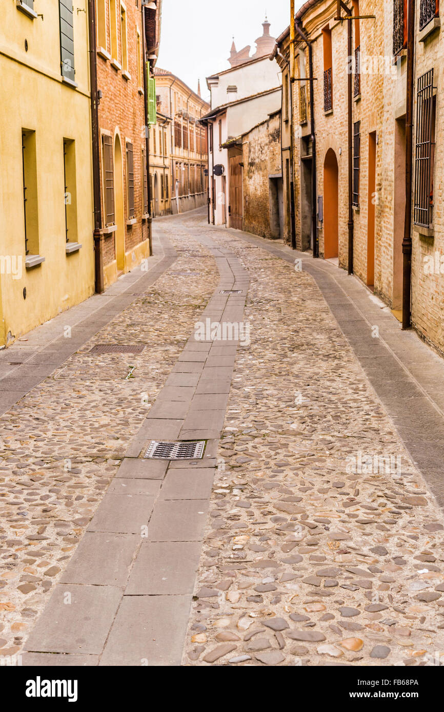 Cobbled streets of country medieval city in Emilia Romagna, Italy Stock ...