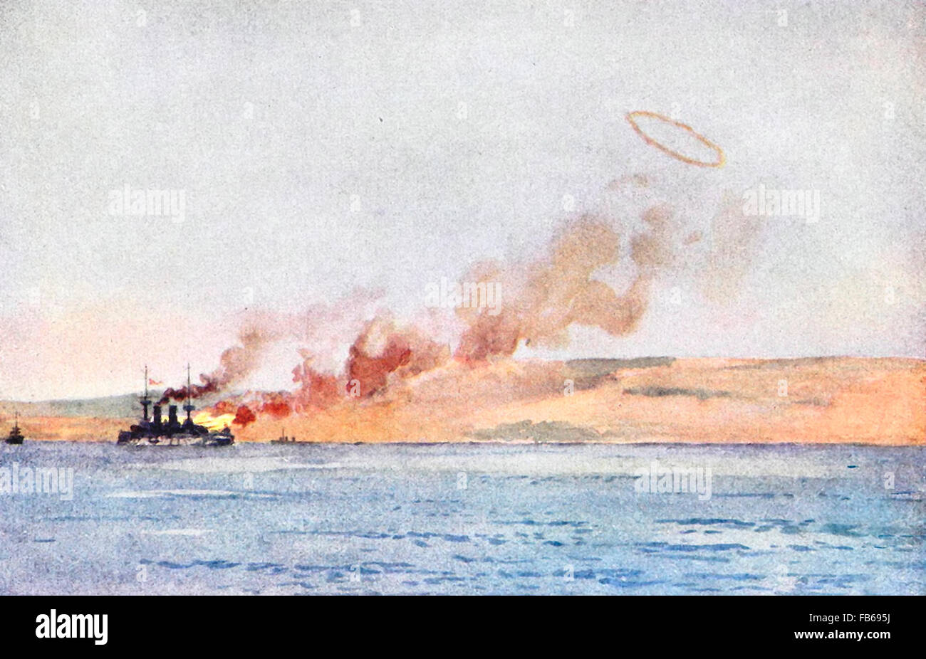 French Flagship Suffren shelling Achi Baba - Dardanelles Campaign 1915 ...