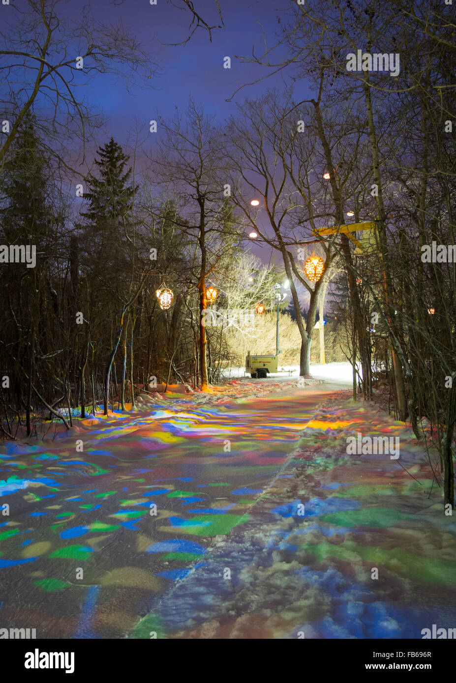 A night view of the 2015-16 Edmonton Freezeway, a frozen trail popular ...