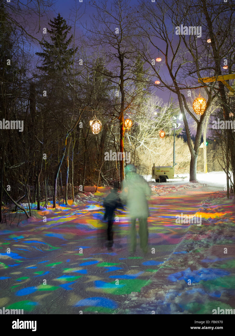 A night view of the 2015-16 Edmonton Freezeway, a frozen trail popular ...