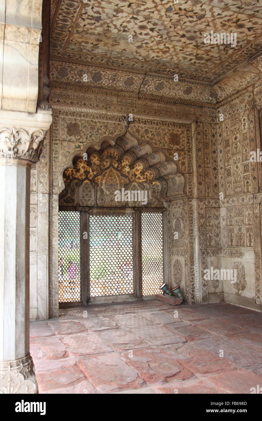 The Red Fort and its wall decorations Stock Photo - Alamy