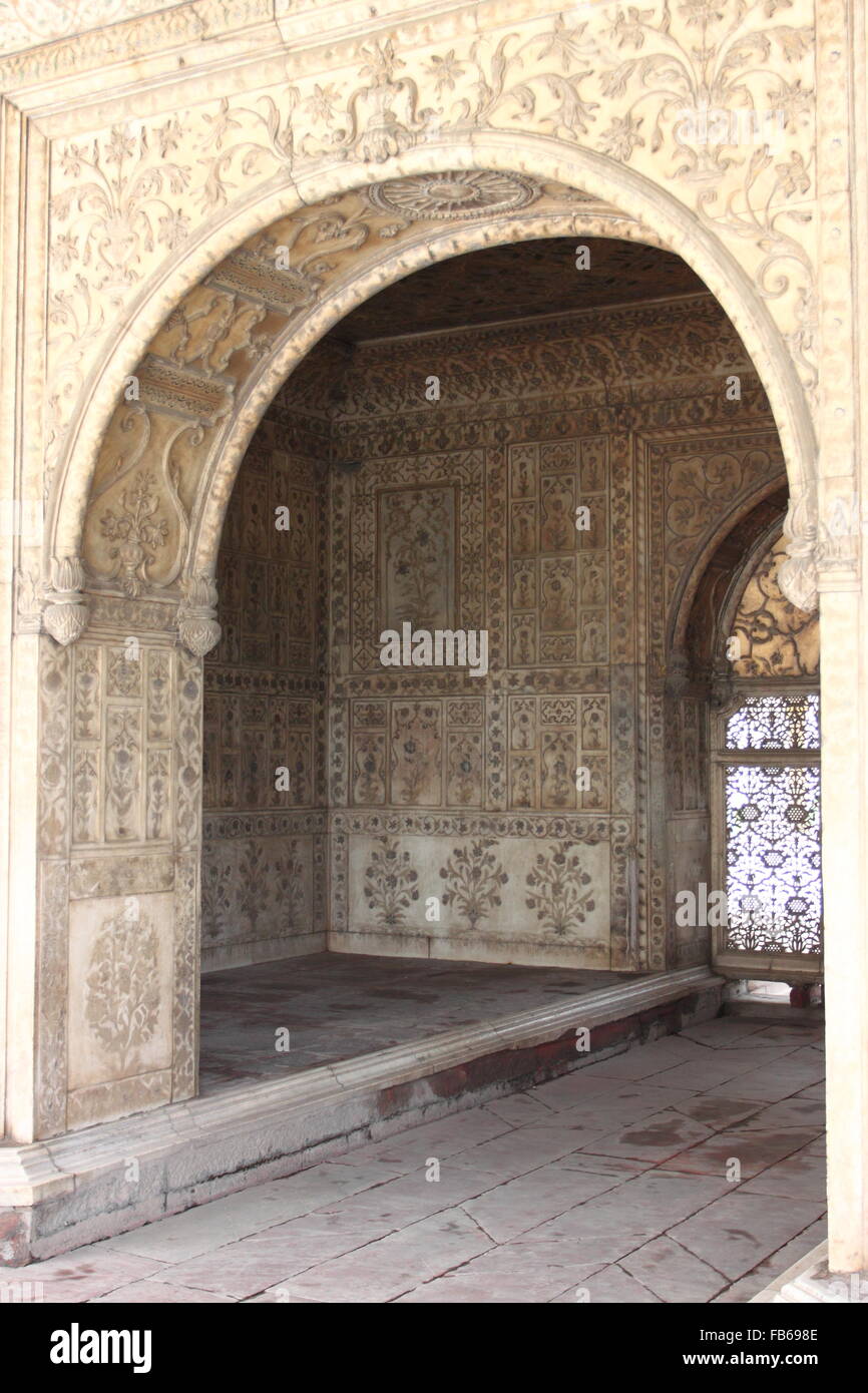 The Red Fort and its wall decorations Stock Photo - Alamy