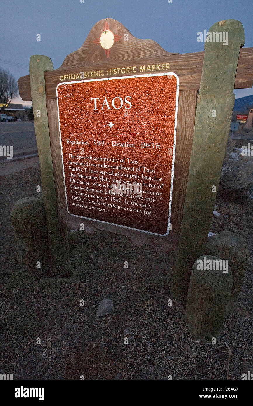 TAOS Population 3369 — Elevation 6983 ft. The Spanish community of Taos ...