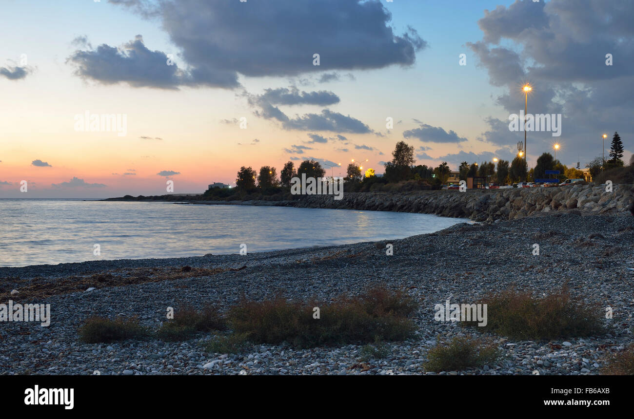 Paphos Airport Beach at Sunset, Cyprus Stock Photo - Alamy