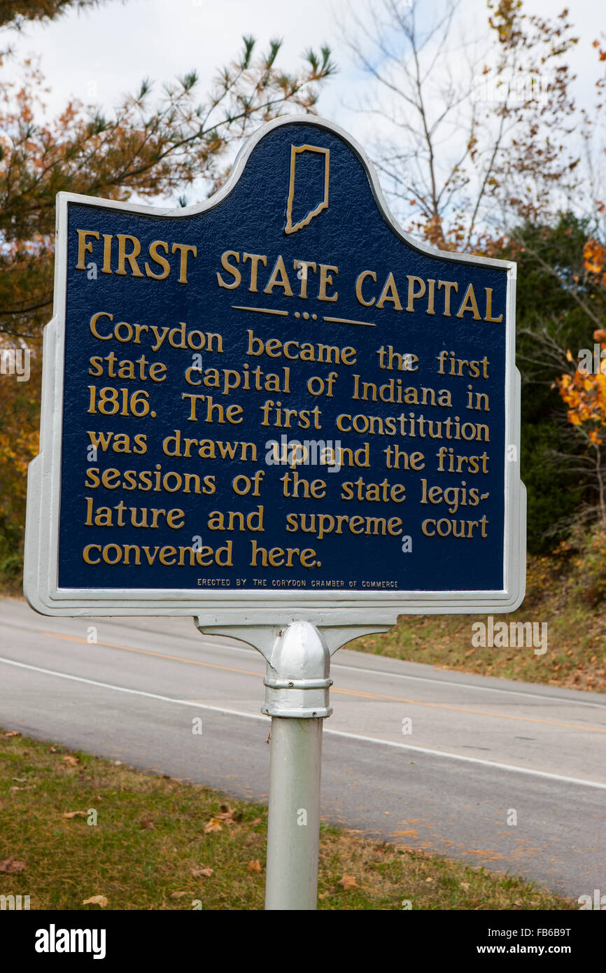 FIRST STATE CAPITAL Corydon became the first state capital of Indiana ...