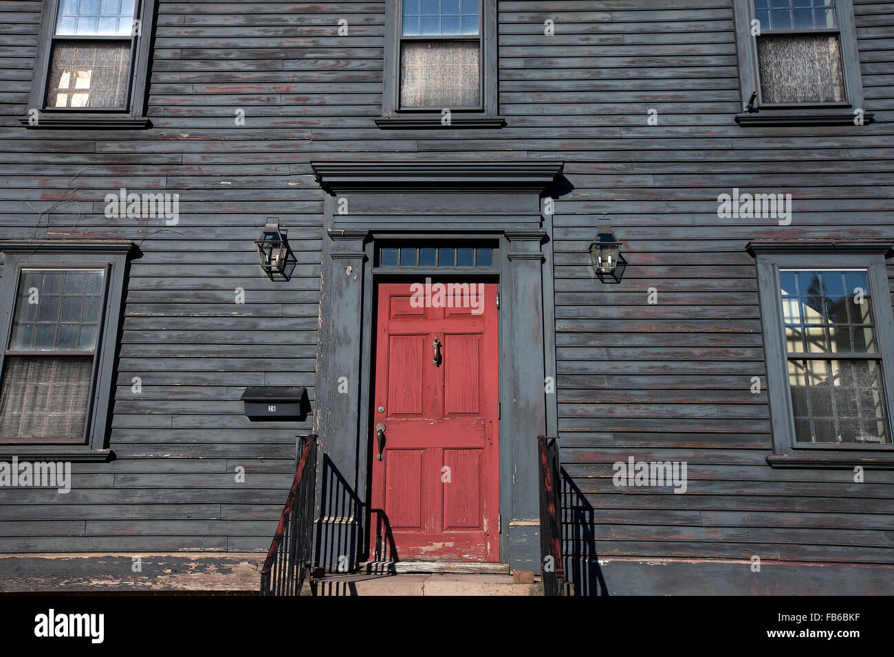 Red colonial door, Newport, Rhode Island, United States of America ...