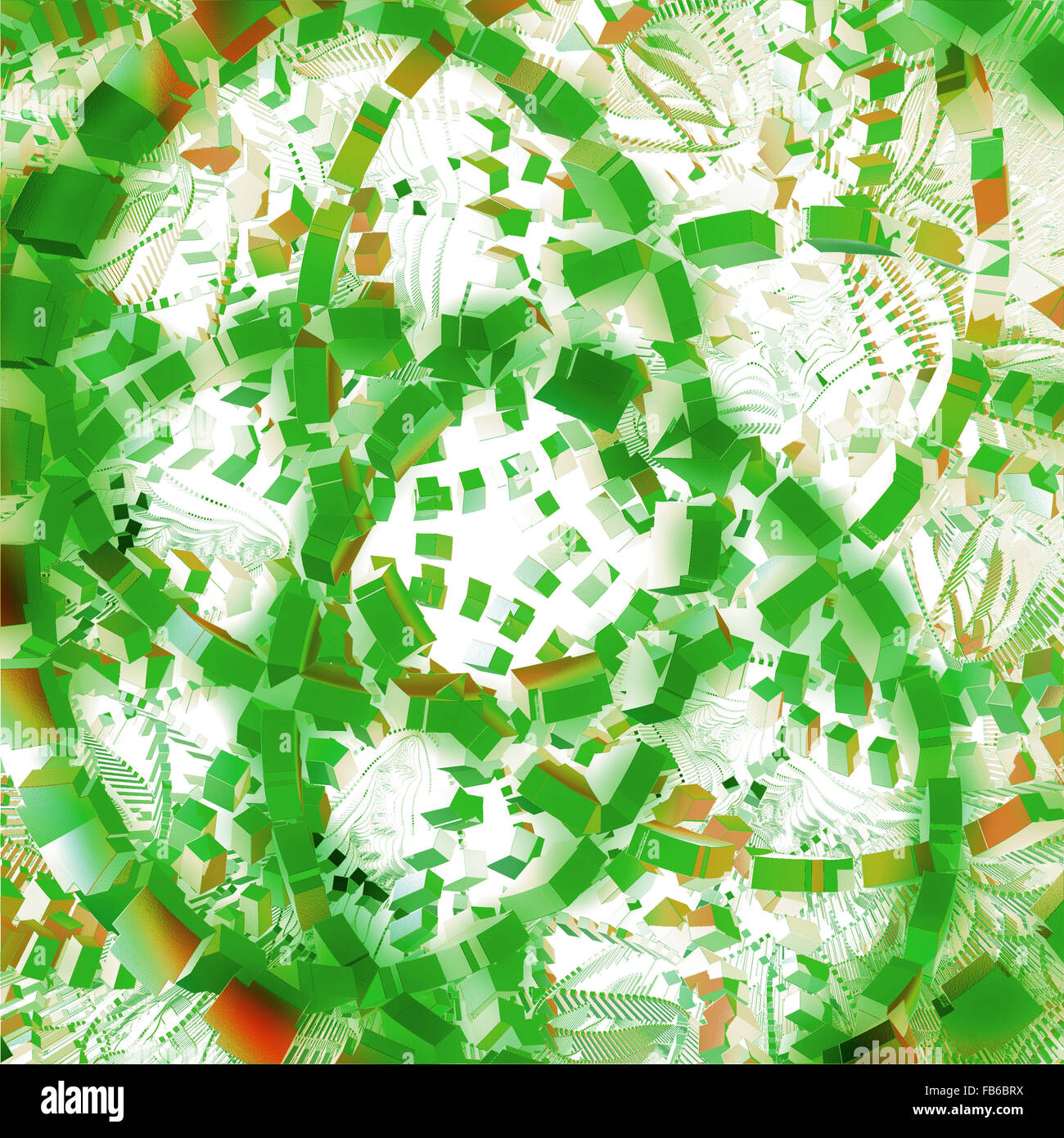 Green 3D abstract with some industrial elements. Digital art Stock ...
