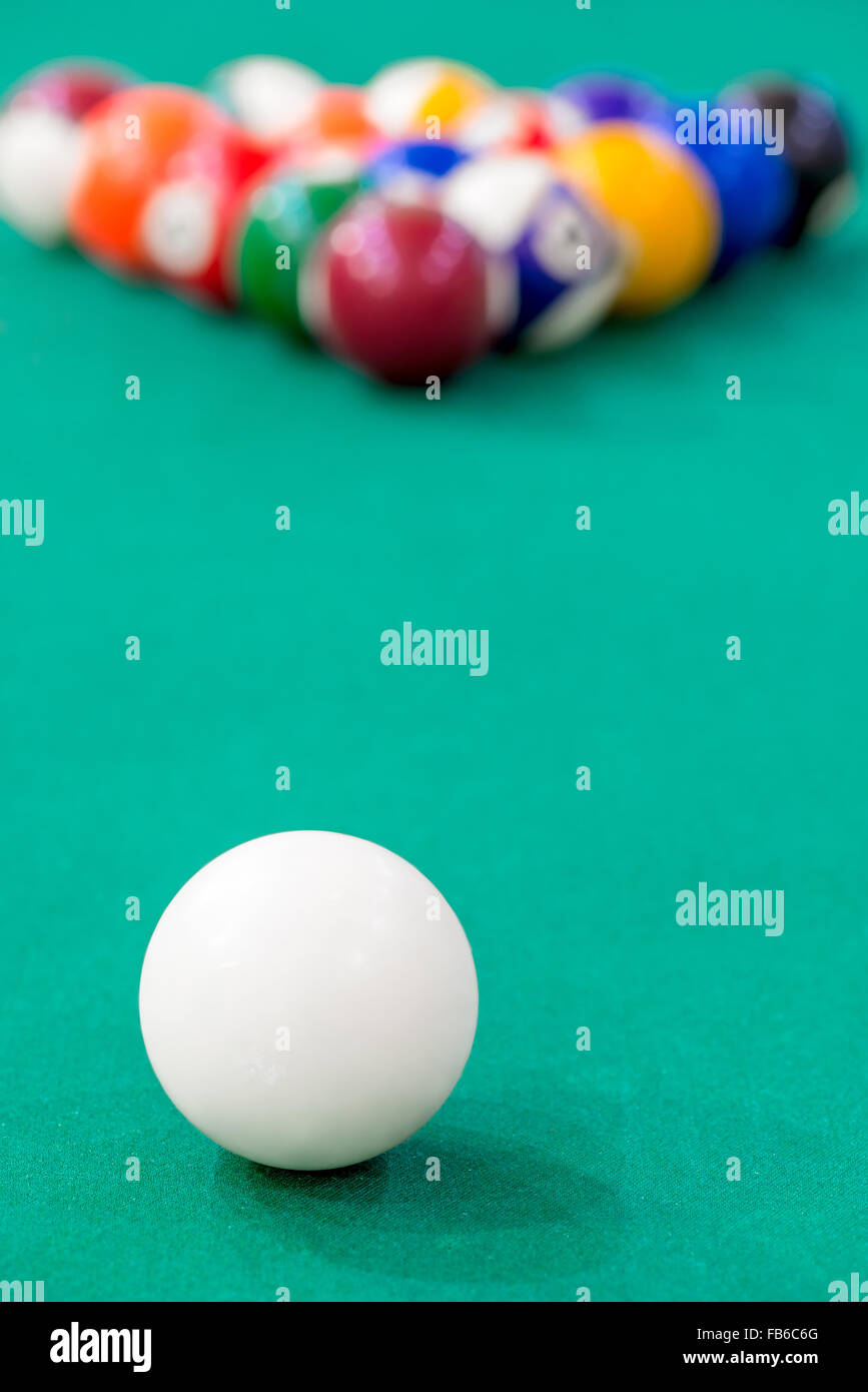 Vertical picture balls on the table green billiard table Stock Photo ...