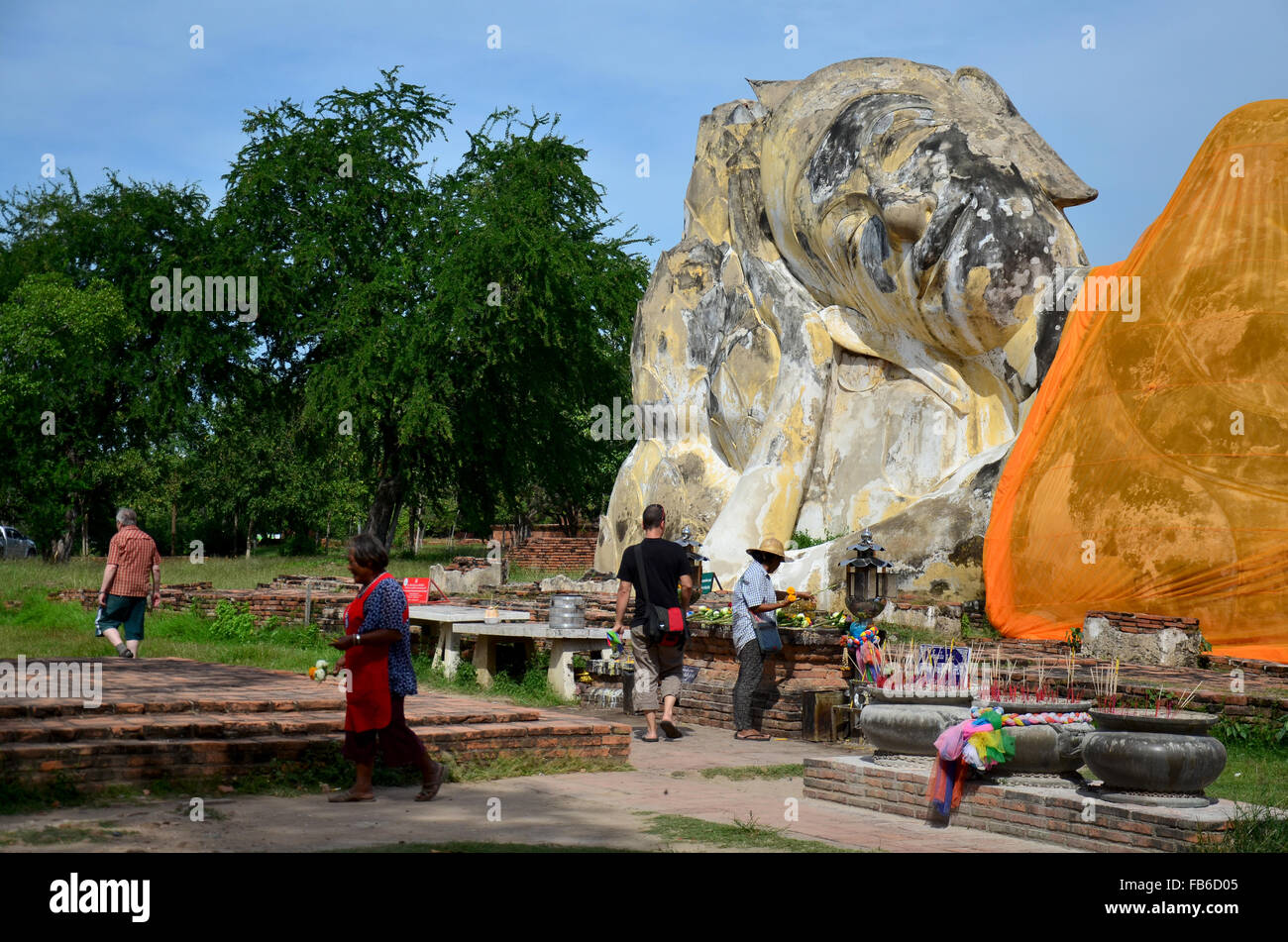 People come to Wat Lokayasutharam Temple for travel and pray Reclining ...