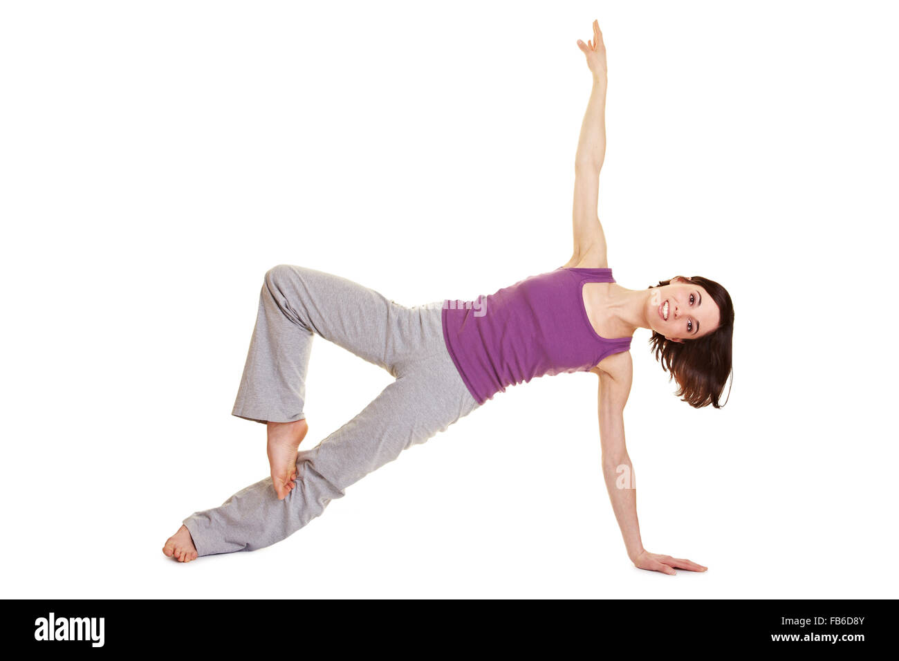 Happy woman with body tension doing fitness exercises Stock Photo - Alamy