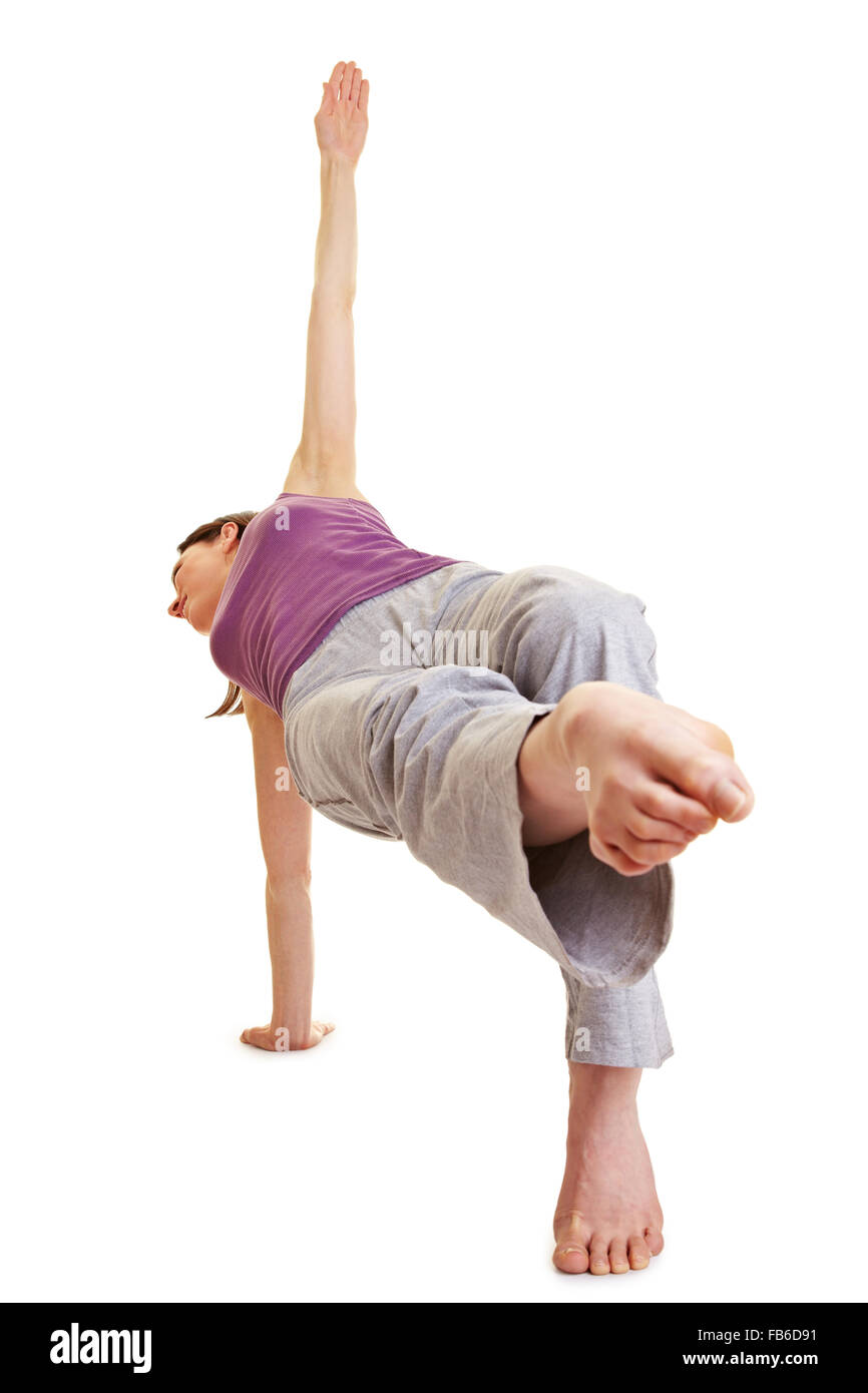 Athletic young woman with body tension doing fitness exercises Stock ...