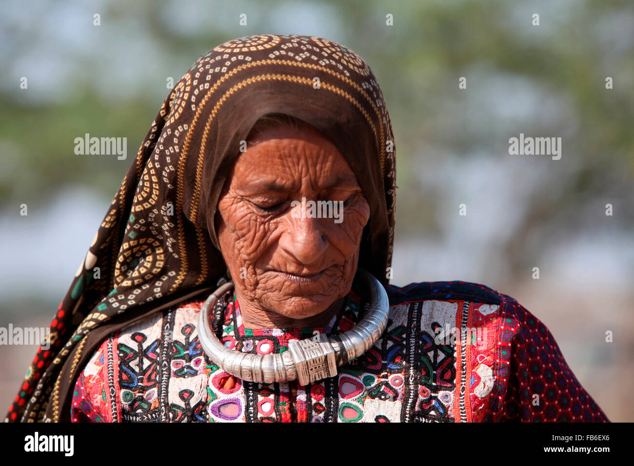 Fakirani Jat tribe, Medi Village, Old woman in traditional Jewelry ...