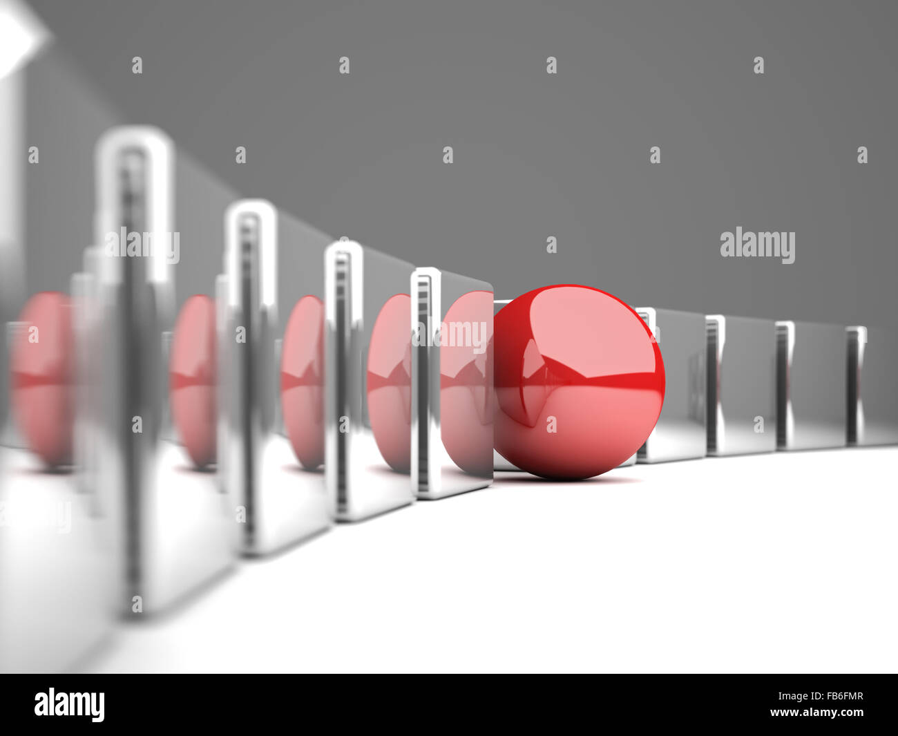 3d image of red ball and metal cubes Stock Photo - Alamy