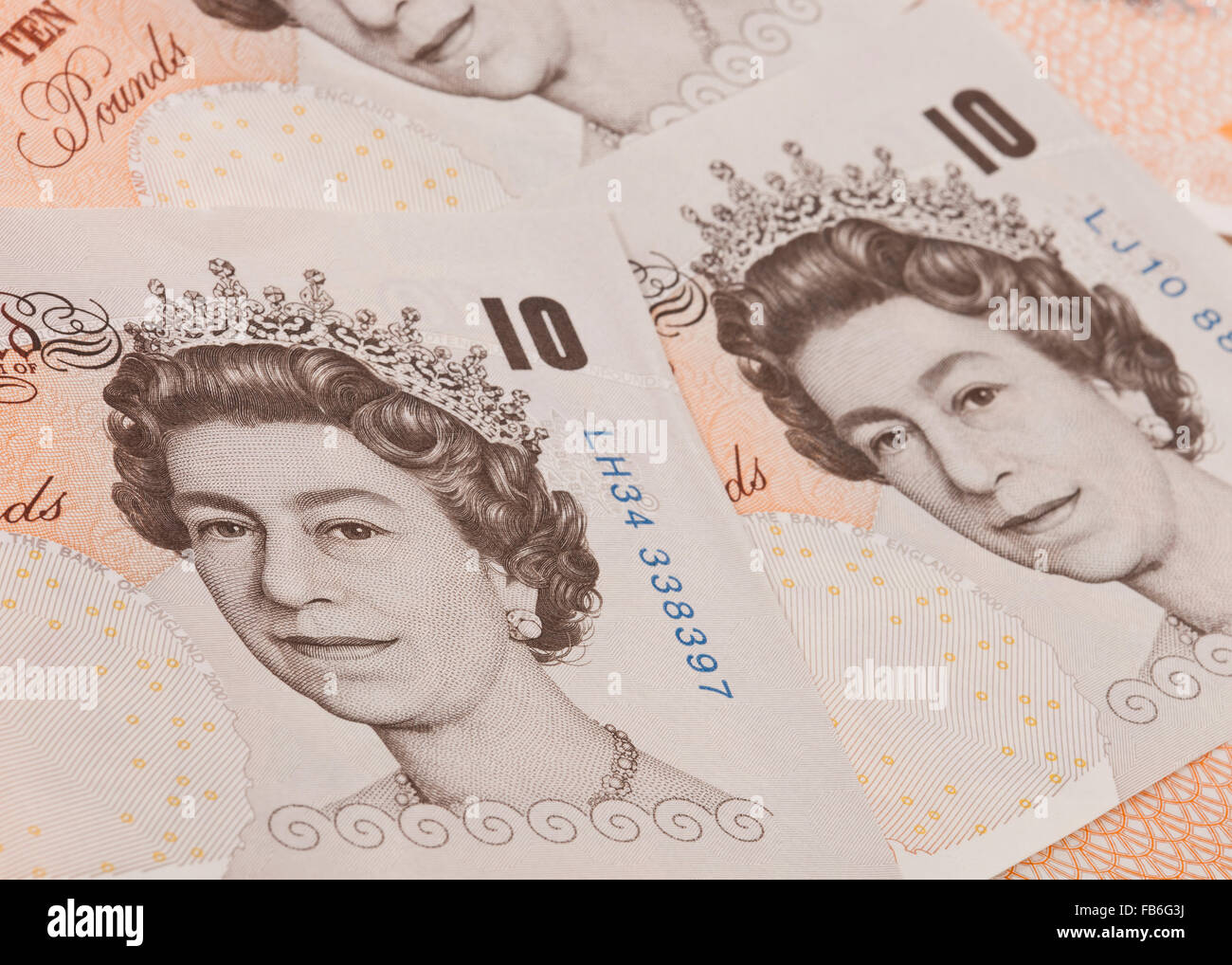 Currency of Great Britain, 10 pound notes Stock Photo - Alamy
