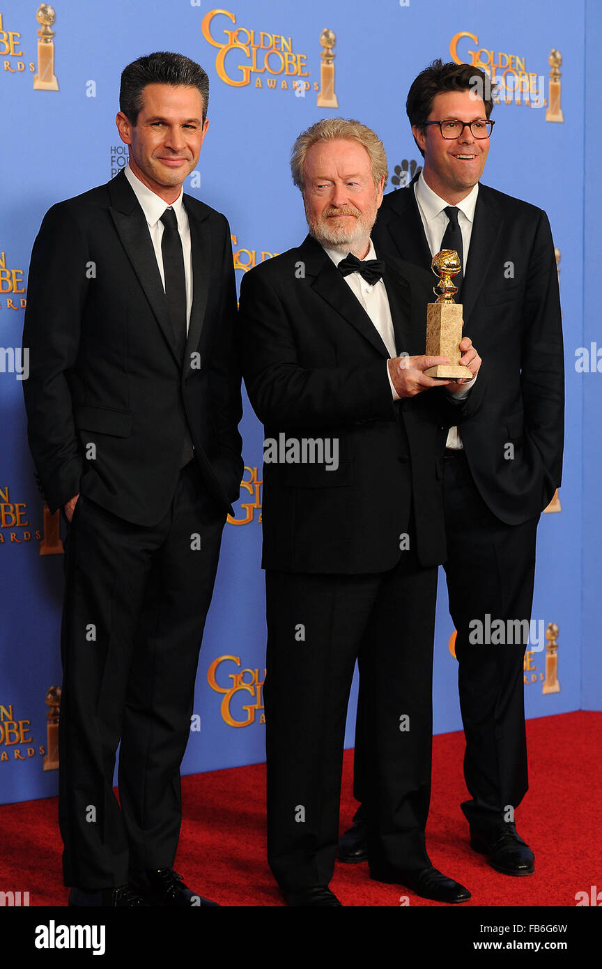 Beverly Hills, CA, USA. 10th Jan, 2016. Director Ridley Scott, center ...