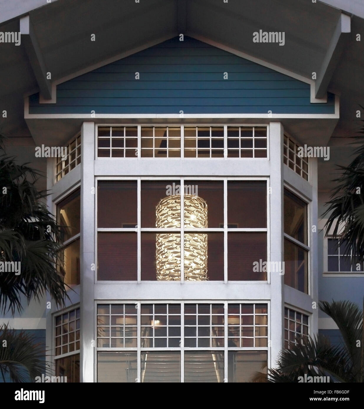 Exterior view of restaurant highlighting Shoal light installation ...