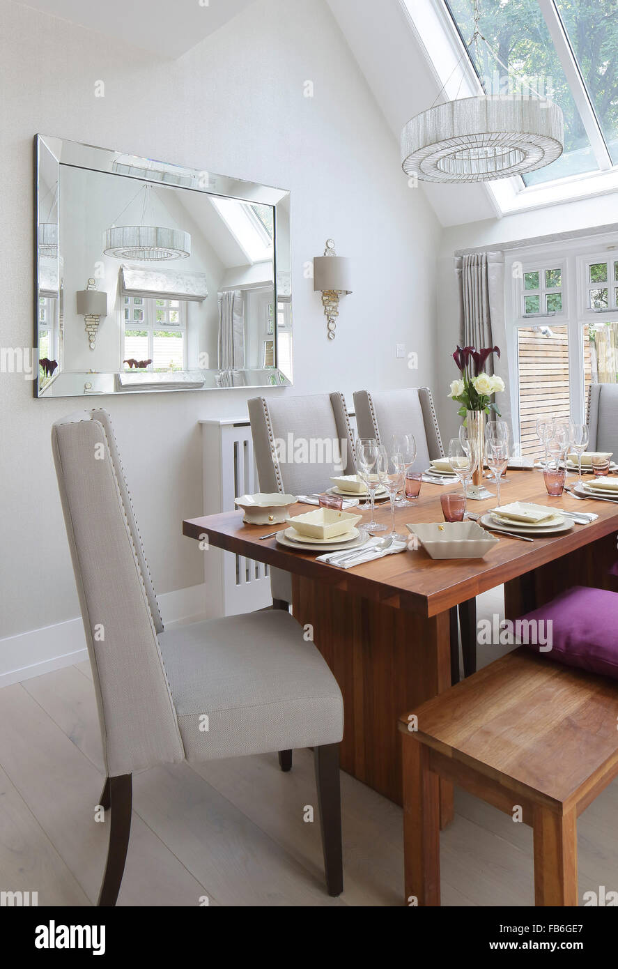 Partial view of dining room with open drapery. Private Home North ...