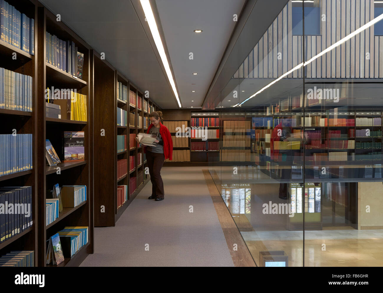 Floating book-stack. Weston Library, Oxford, United Kingdom. Architect ...