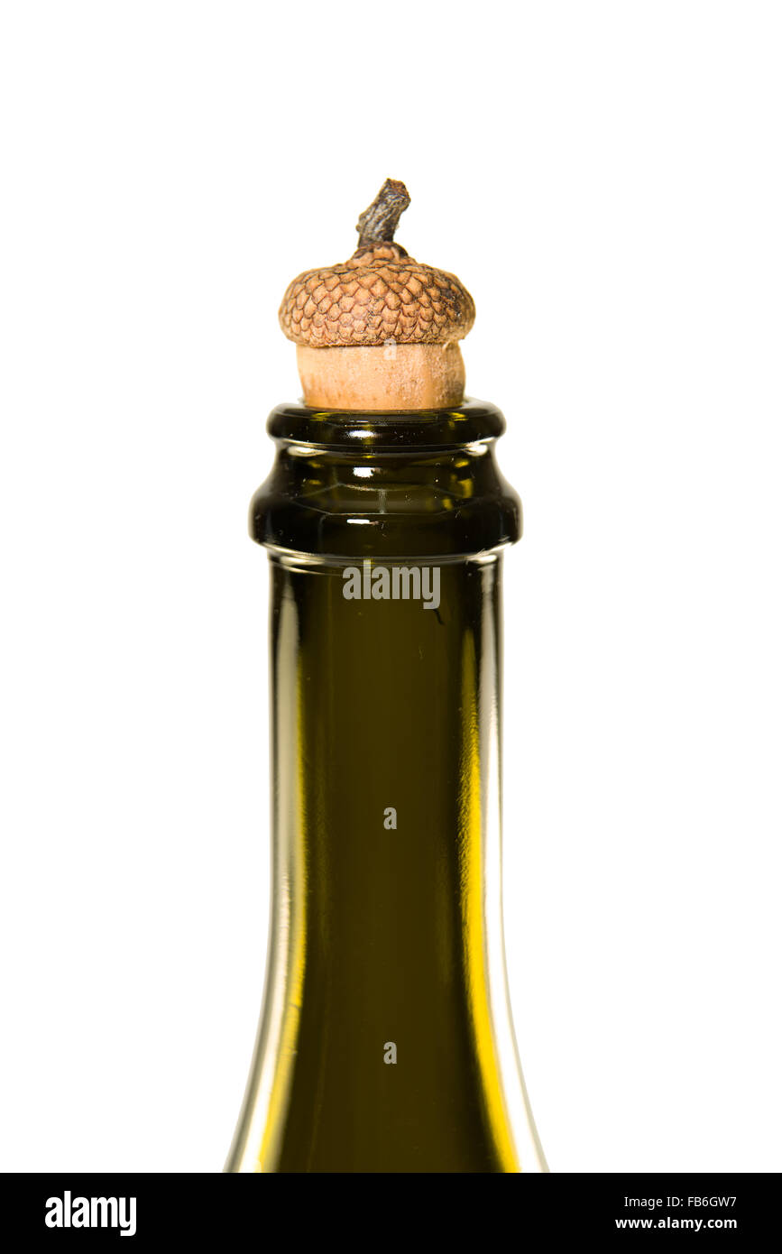 The neck of a wine bottle closed acorn Stock Photo - Alamy