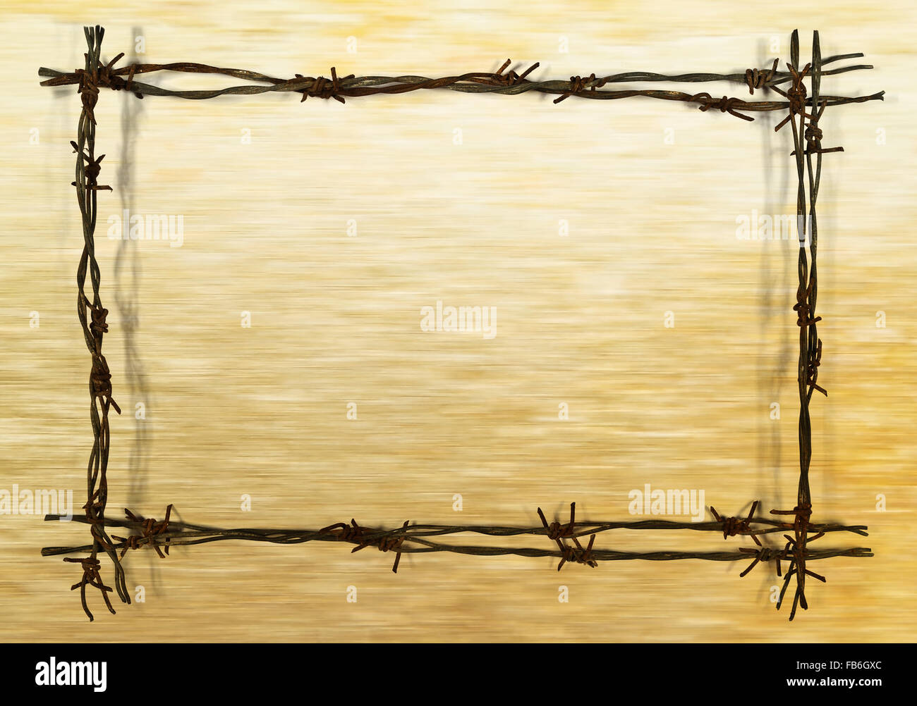 frame from rusty barbed wire on the brown background Stock Photo - Alamy