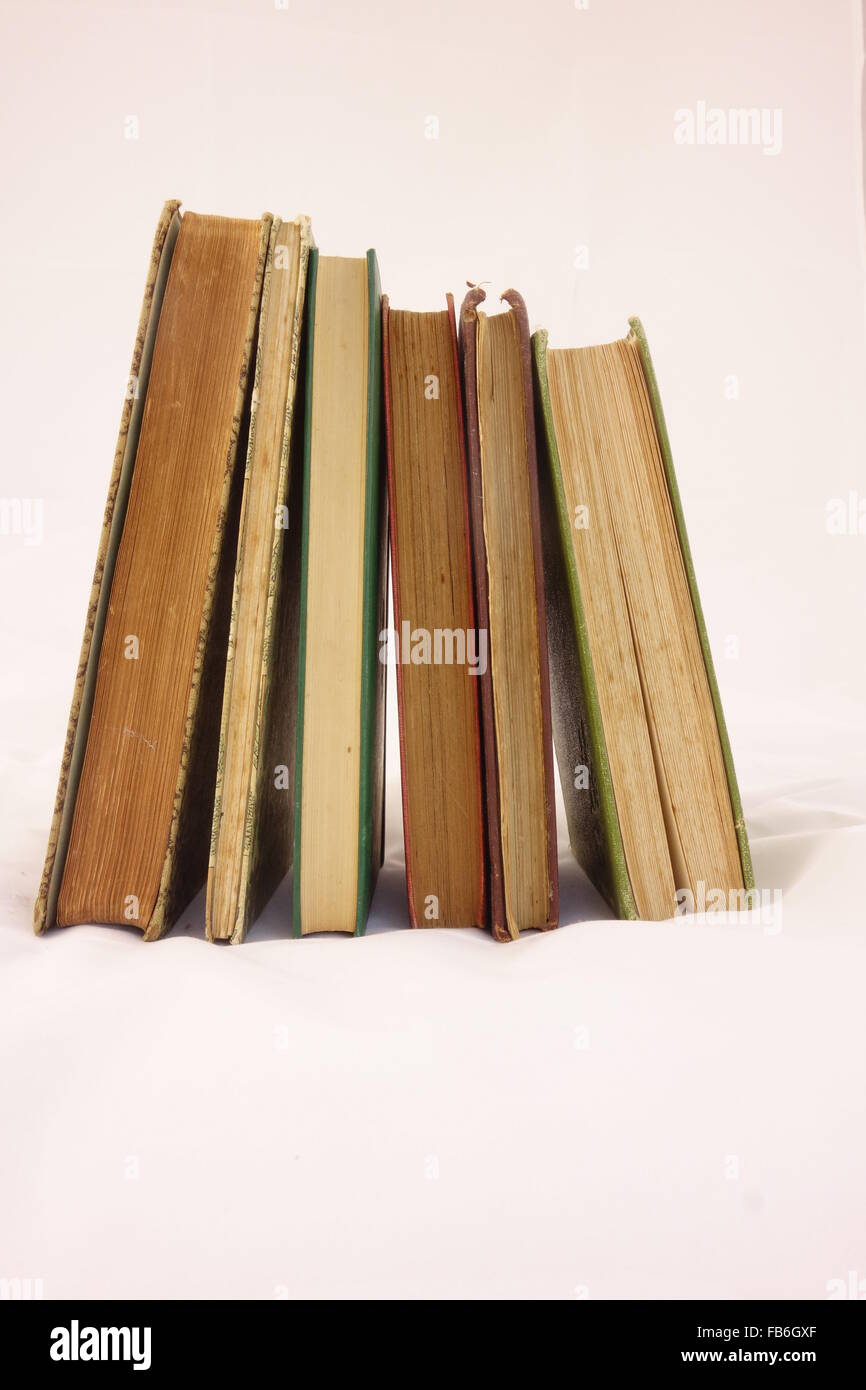 Old Books Upright on White Background Stock Photo - Alamy