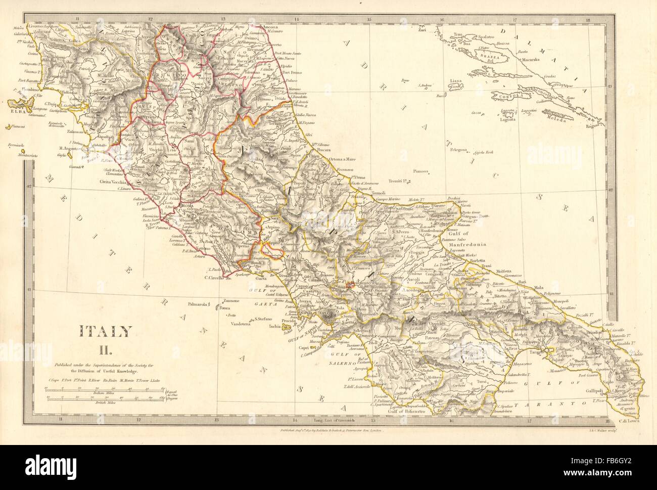 ITALY SOUTH:Naples Stato Pontifico Toscana.Original hand colour.SDUK ...