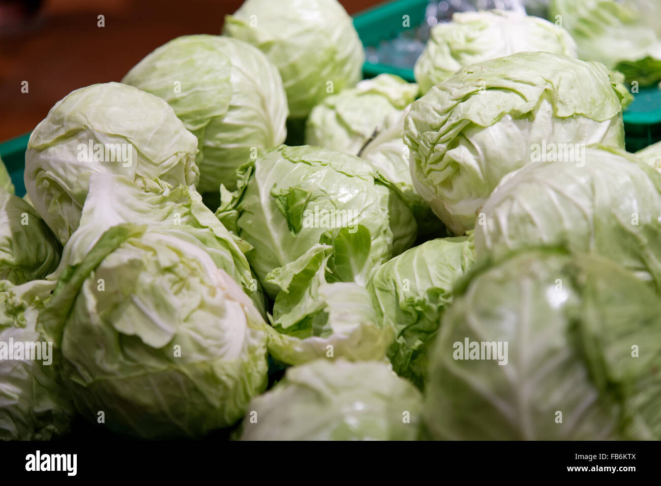 Several cabbages laying on a shop shelf Stock Photo - Alamy