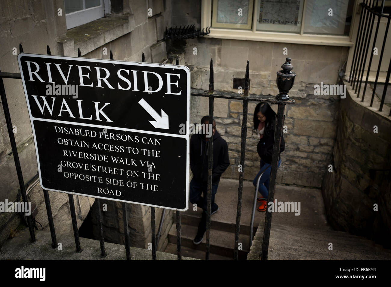 Riverside Walk plaque, Bath, Somerset, UK Stock Photo - Alamy