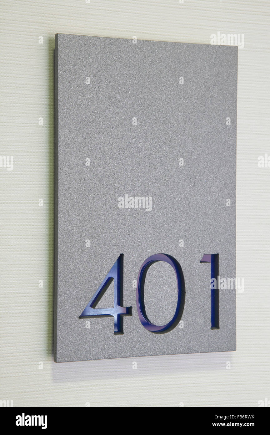 Room number 401 in hotel corridor easy isolated Stock Photo - Alamy