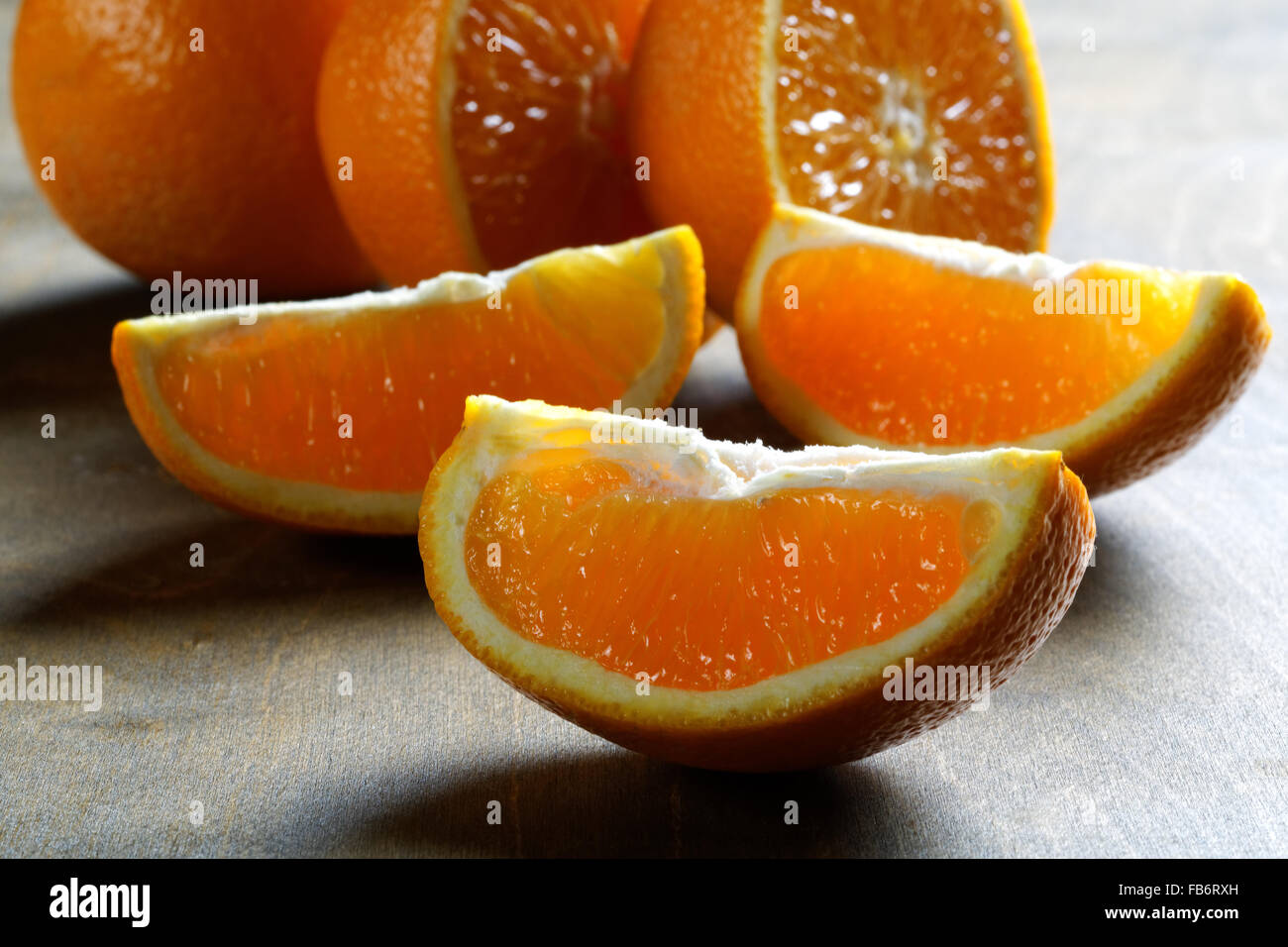 Orange slice close-up on the table Stock Photo - Alamy