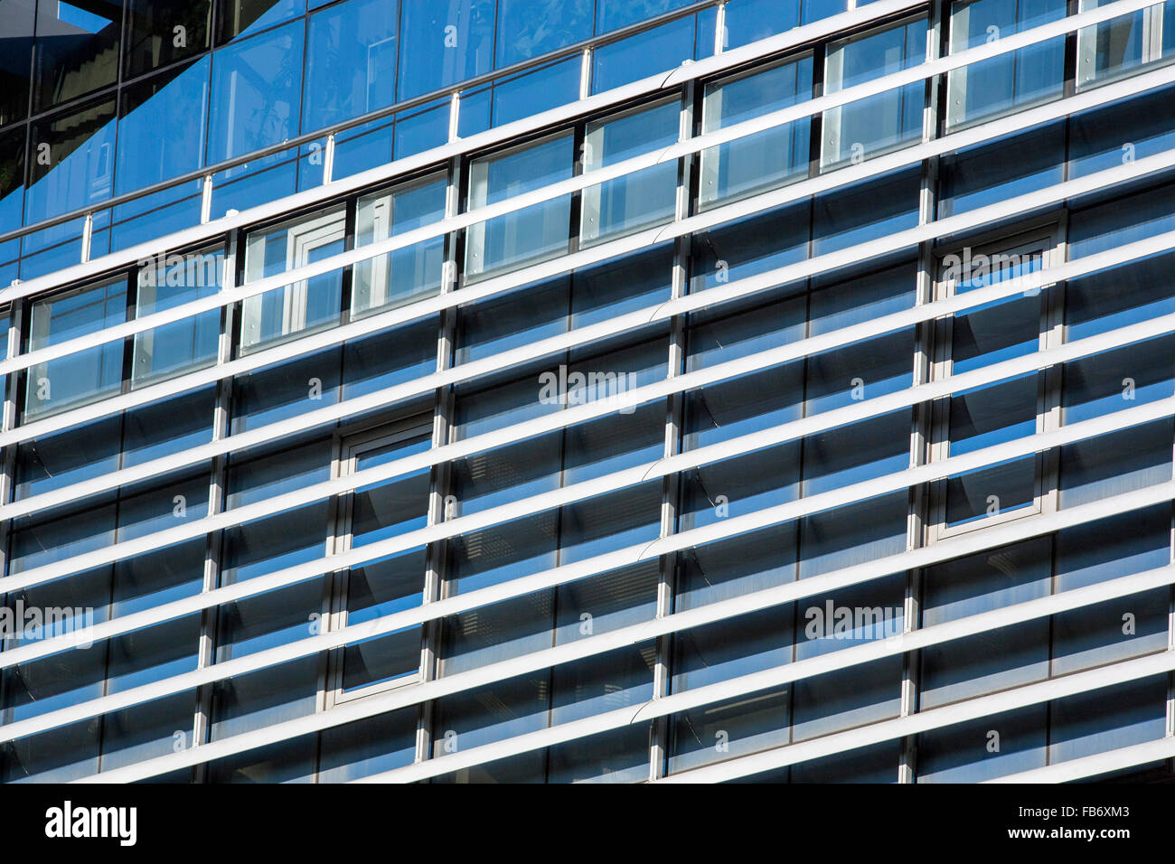 Closeup, close up view of modern steel-and-glass architecture ...