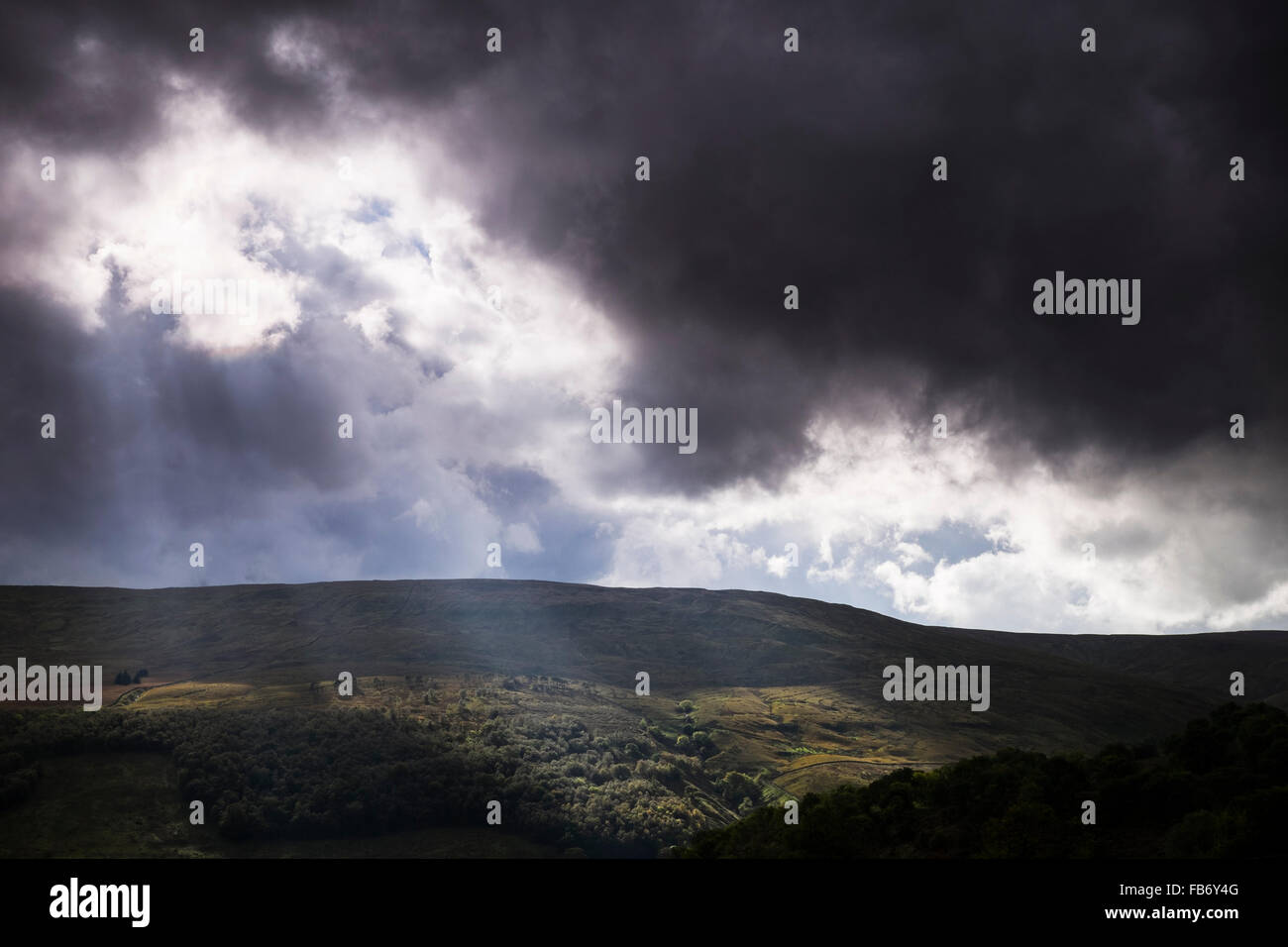 Stormy light over Wharfdale near Buckden, Yorkshire Dales National Park ...