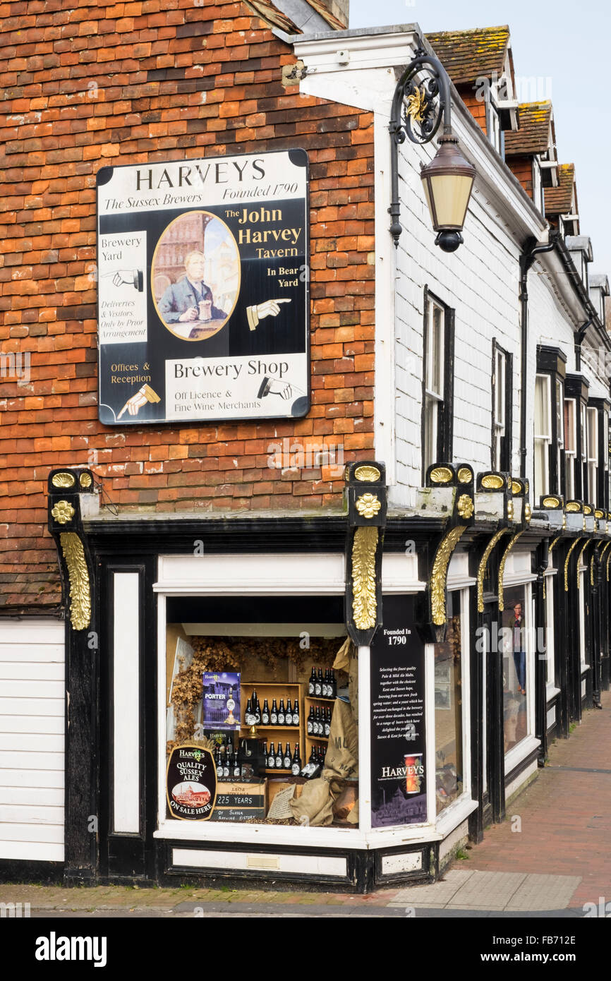 Harveys, the Lewes-based brewery, on the main high street of the town ...