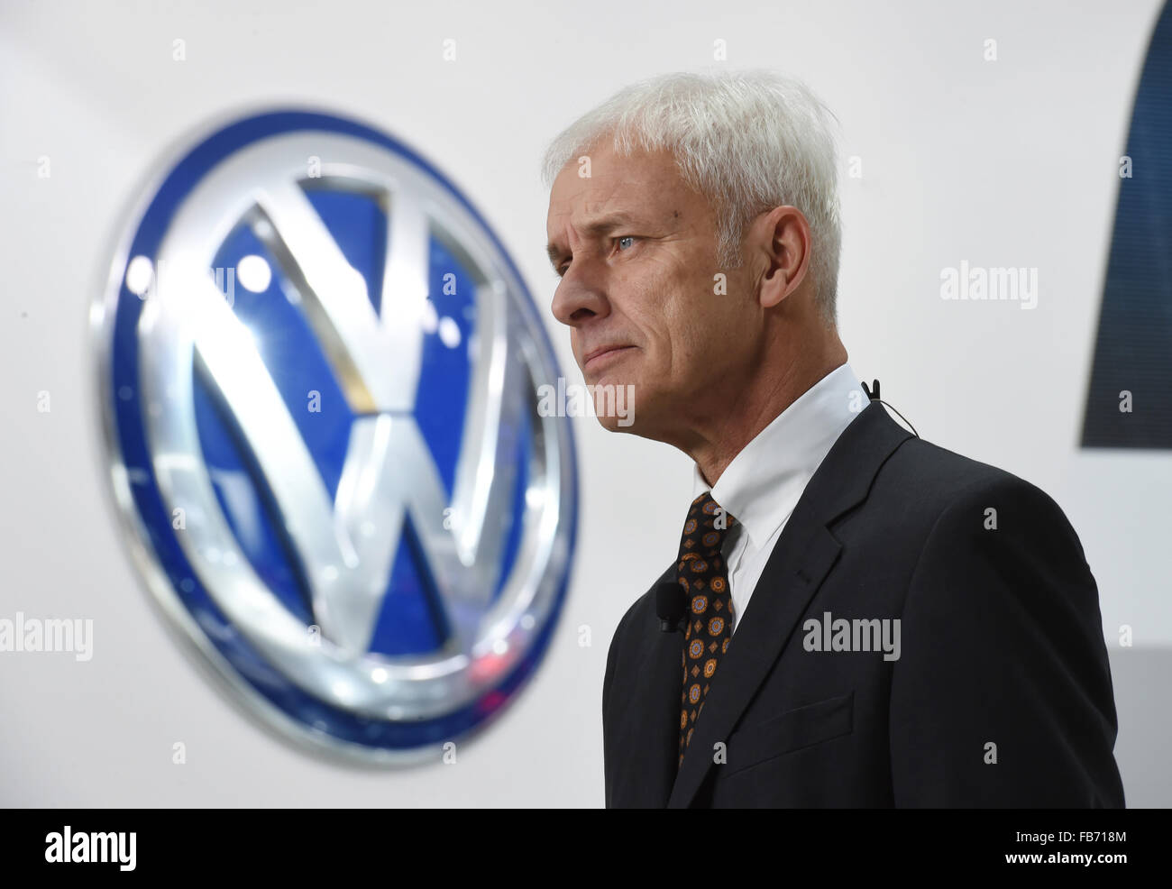 Volkswagen AG CEO Matthias Mueller pictured in front of the corporate ...