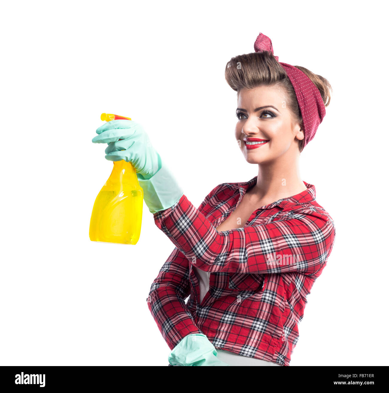 Beautiful young cleaner Stock Photo - Alamy