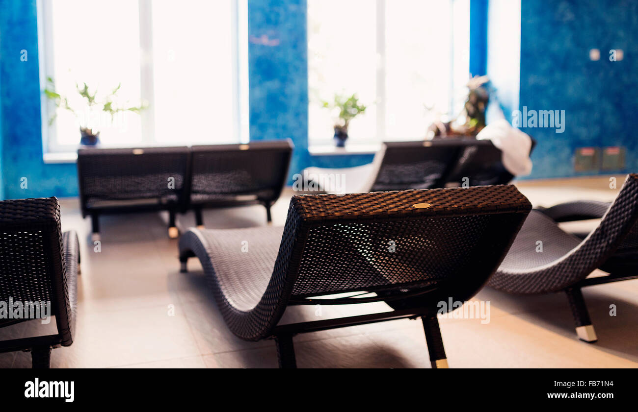 Empty spa resting room Stock Photo - Alamy