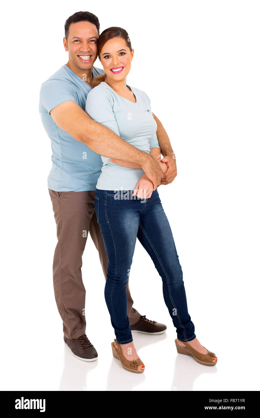 full length portrait of couple isolated on white background Stock Photo ...